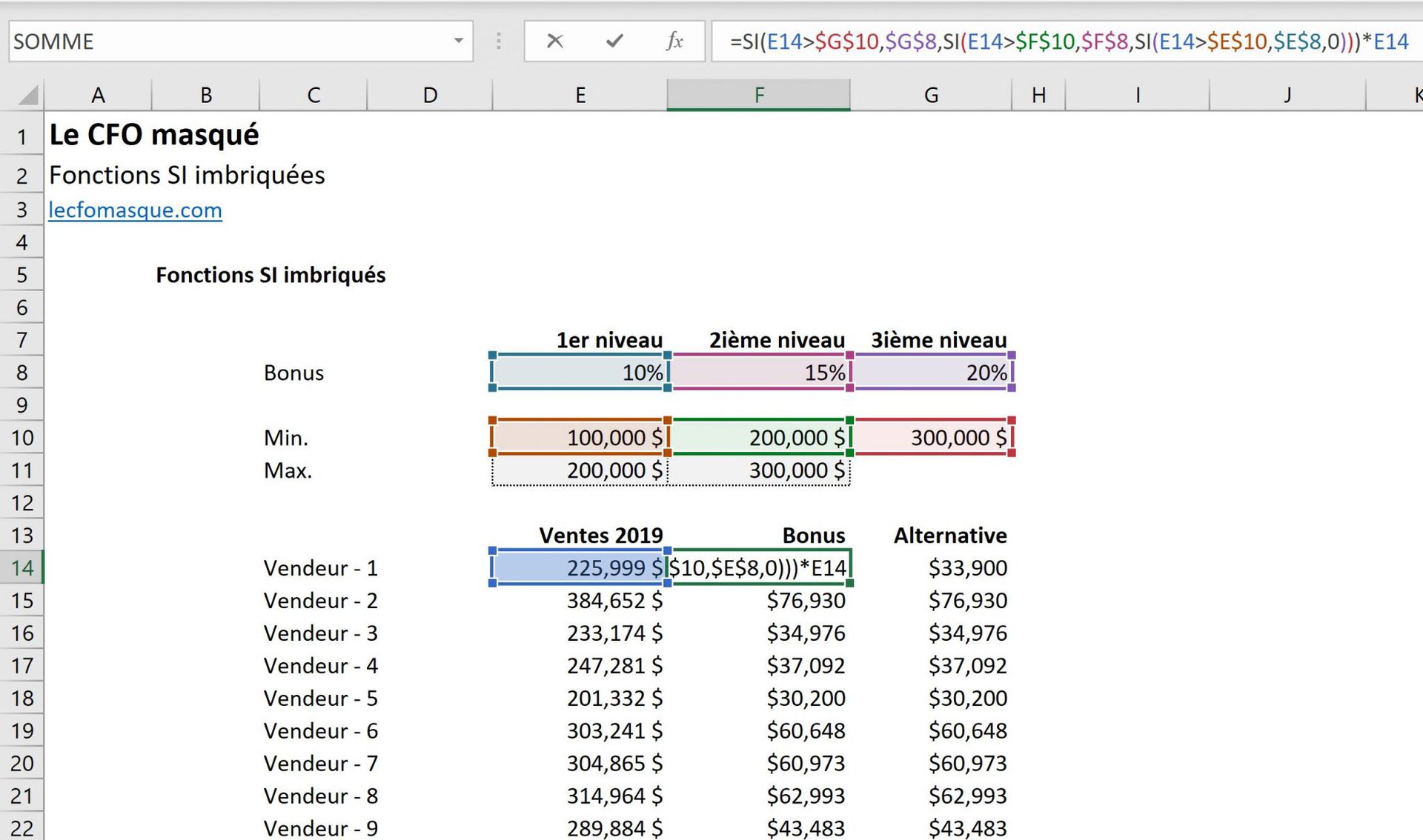 Comment imbriquer des fonctions SI, ET, OU dans Excel