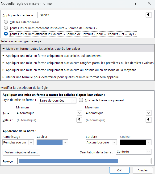 Mise en forme conditionnelle dans un tableau croisé dynamique