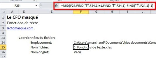 Extraire le nom d'une feuille, fichier ou répertoire dans EXCEL