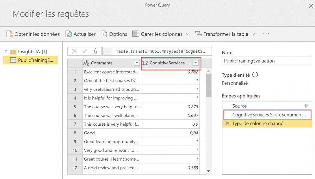 Effectuez une analyse de sentiments dans Power BI sans licence