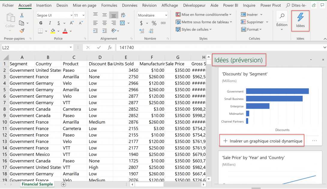 Graphiques générés par des algorithmes dans Excel
