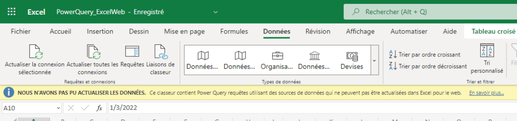 Comment utiliser Power Query dans la version web d’Excel