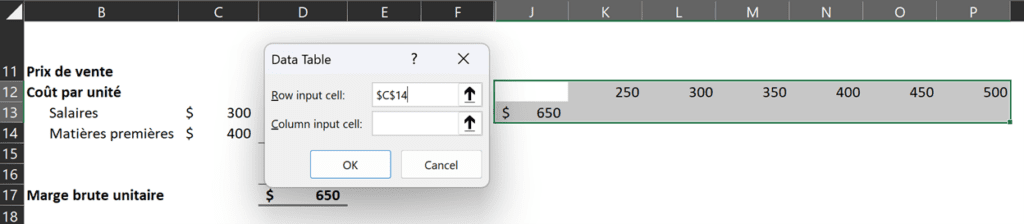 Créer des simulations avec les tables de données dans Excel